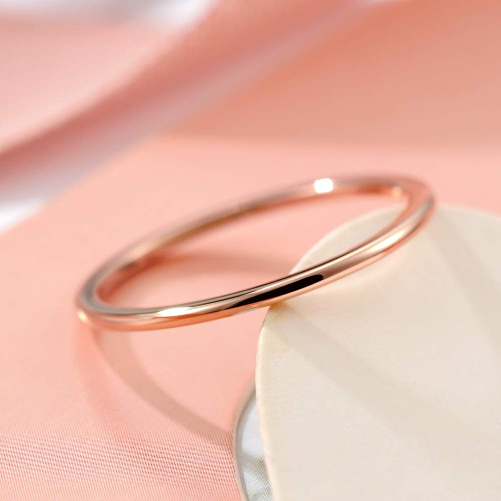 THREE KEYS JEWELRY Womens Rings Unique Rose Gold Tungsten Carbide for Man Domed 1mm Ring Wedding Band Gifts Bands Rings for Women Size 6