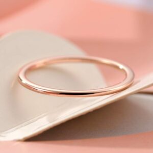 THREE KEYS JEWELRY Womens Rings Unique Rose Gold Tungsten Carbide for Man Domed 1mm Ring Wedding Band Gifts Bands Rings for Women Size 6