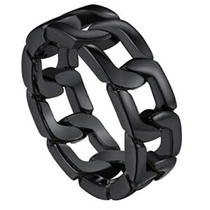 mens ring cuban link rings cool stainless steel mens chunky black ring