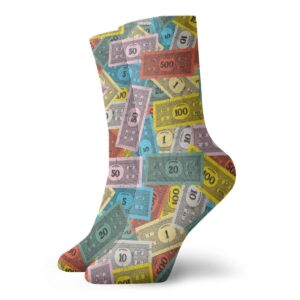 vintage monopoly money crew socks men & women reinforced socks