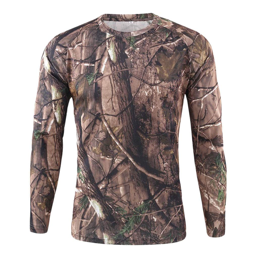 GDJGTA Shirt for Men's Outdoor Quick-Drying Camouflage Long Sleeves Tops Blouse T-Shirts