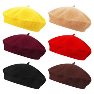 anteer 6 pieces wool beret hat french style beanie hats fashion ladies beret caps for women girls lady (6-color set)