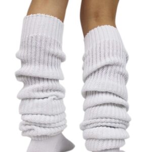 QOOEQPQY Women's Extra Knit Socks Japanese Style Loose Socks White Lolita Leg Warmer Bubble Slouch Socks (23.6Inch/60cm)