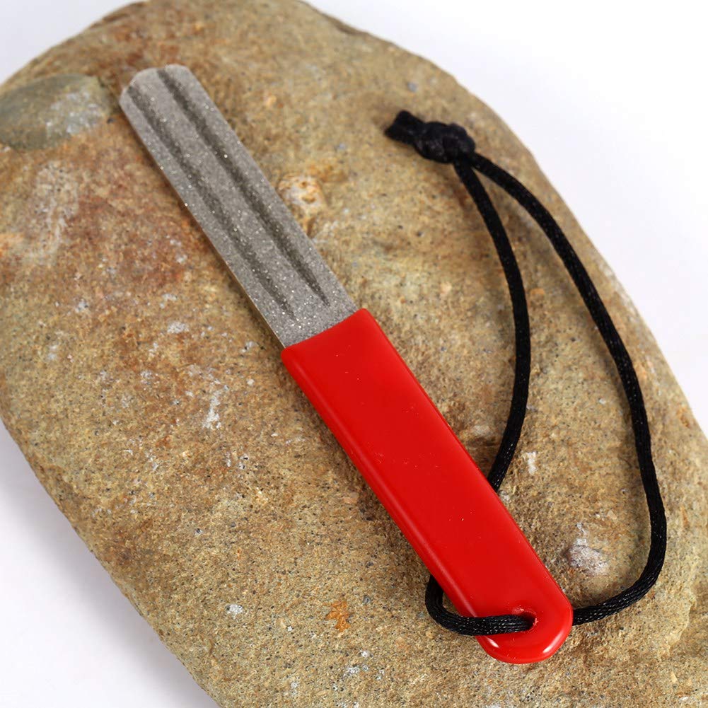 Hook Sharpener, Durability Hook Whetstone Fish Hook Sharpening File Tool Accessory For Outdoor Fishing(Dual Grooving-red)