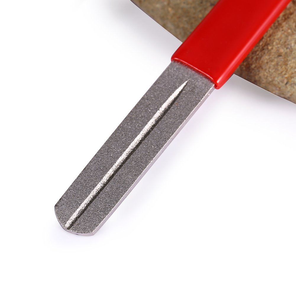 Hook Sharpener, Durability Hook Whetstone Fish Hook Sharpening File Tool Accessory For Outdoor Fishing(Dual Grooving-red)