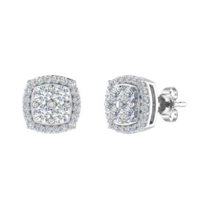 1/2 carat cushion shaped diamond stud earrings in 10k white gold