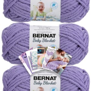 Bernat Baby Blanket Yarn - 3 Pack with Patterns - Lilac