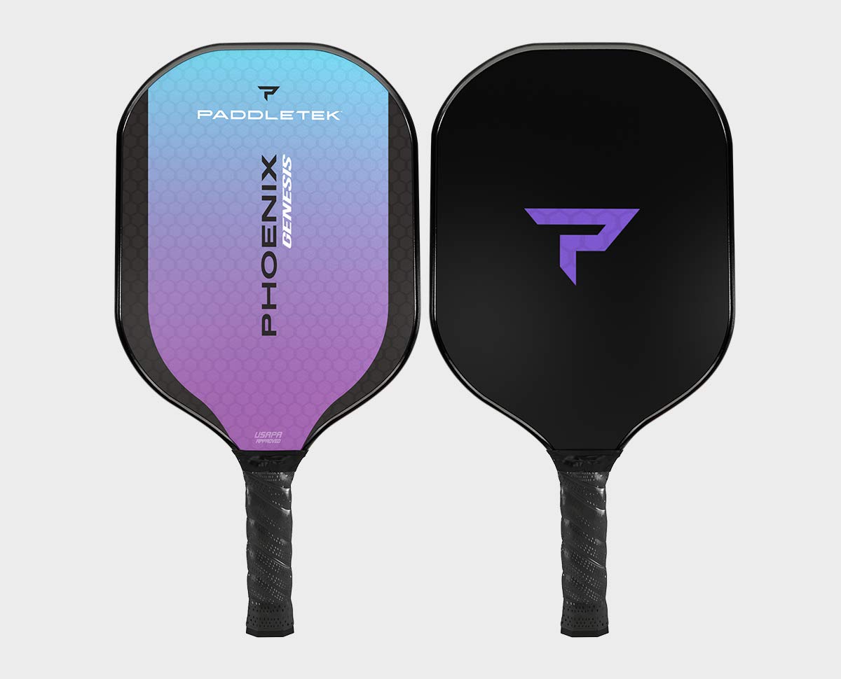 Paddletek Phoenix Genesis - Professional Pickleball Paddles with Honeycomb Core – Polycore & Fiberglass Epoxy Surface - High Tack Performance Grip – 7.4 oz to 7.8 oz – USAPA Approved (Purple)