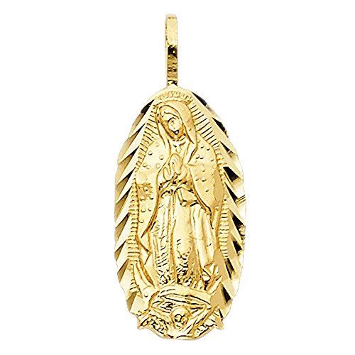 14k REAL Yellow Gold Religious Our Lady of Guadalupe Charm Pendant