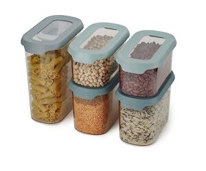 joseph joseph cupboardstore airtight easy pour food storage container scoop, 5-piece set, opal