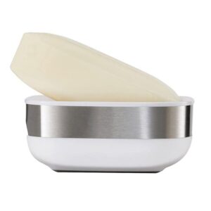 joseph joseph slim stainless-steel compact soap dish with drain, one-size, stainless steel