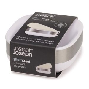 Joseph Joseph Slim Stainless-Steel Compact Soap Dish with Drain, One-Size, Stainless Steel