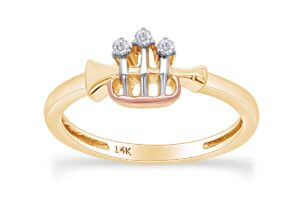 round white natural diamond accent trumpet three tone engagement wedding ring 14k solid yellow gold (color: i-j, clarity: i2-i3, 0.04 cttw)-8