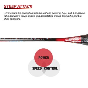 X Astrox Smash Graphite Badminton Racquest with Full Cover (Black Flash Red) | for Beginner Players | 73 Grams | Maximum String Tension - 28lbs | Ultra Light