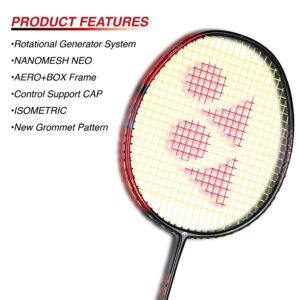 X Astrox Smash Graphite Badminton Racquest with Full Cover (Black Flash Red) | for Beginner Players | 73 Grams | Maximum String Tension - 28lbs | Ultra Light