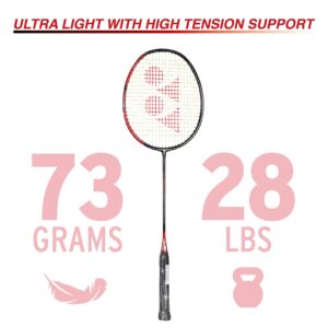 X Astrox Smash Graphite Badminton Racquest with Full Cover (Black Flash Red) | for Beginner Players | 73 Grams | Maximum String Tension - 28lbs | Ultra Light