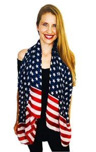 shimmer anna shine usa american flag patriotic scarf (red white and blue)