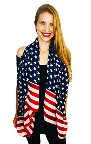 Shimmer Anna Shine USA American Flag Patriotic Scarf (Red White and Blue)