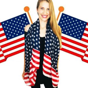 Shimmer Anna Shine USA American Flag Patriotic Scarf (Red White and Blue)