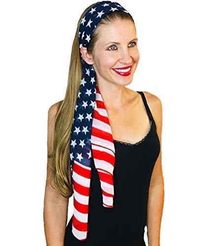 Shimmer Anna Shine USA American Flag Patriotic Scarf (Red White and Blue)