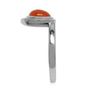 Silvershake Genuine Carnelian 925 Sterling Silver Geometric Circle Ring Size 8