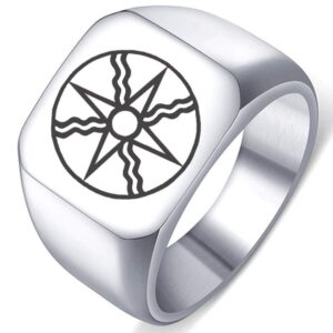 sun god seal of shamash symbol stainless steel assyrian mesopotamian ring