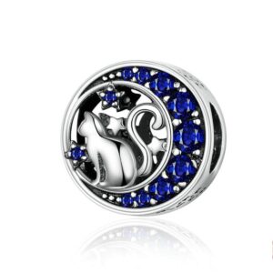 eternalll jewellery original 100% 925 sterling silver charm bead love animal charm family birthday fit pandoras bracelets diy charms (moon cat charms)