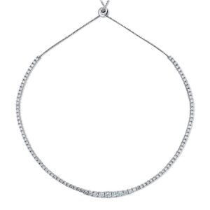 berricle sterling silver graduated cubic zirconia cz statement tennis necklace for women, rhodium plated