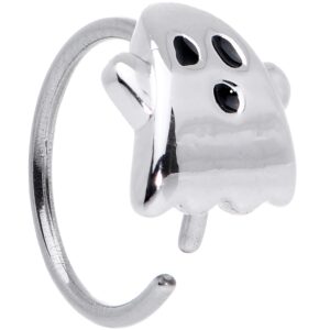 body candy womens 20g 316l stainless steel scary ghost nose ring 8mm nose hoop ring circular nose ring 5/16”