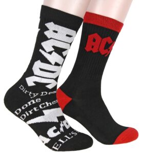 ac/dc logo athletic crew socks 2 pair pack for men