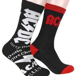 AC/DC Logo Athletic Crew Socks 2 Pair Pack For Men