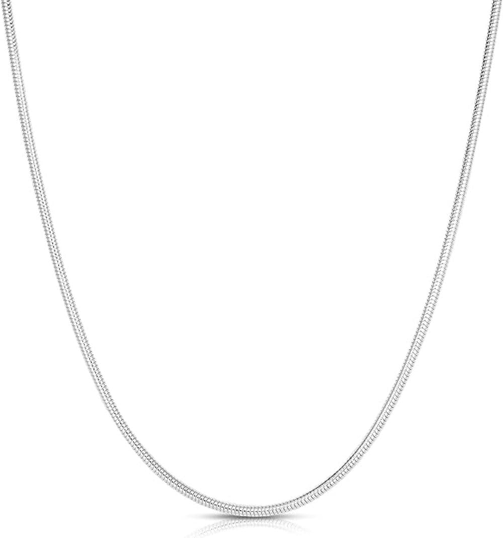 ARGENTO REALE 925 Sterling Silver Necklace 2MM-5MM Snake Chain Necklace, Round Flexible Italian Snake Chain Necklace 16-30, silver necklace made in italy