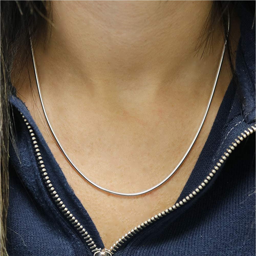 ARGENTO REALE 925 Sterling Silver Necklace 2MM-5MM Snake Chain Necklace, Round Flexible Italian Snake Chain Necklace 16-30, silver necklace made in italy