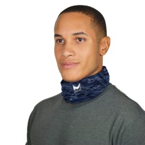 mission cooling neck gaiter 12+ ways to wears, face mask, upf 50, cools when wet matrix camo blue