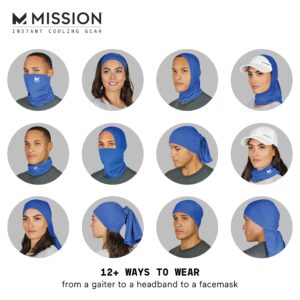 MISSION Cooling Neck Gaiter 12+ Ways To Wears, Face Mask, UPF 50, Cools when Wet Matrix Camo Blue