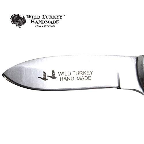 Wild Turkey Handmade Collection 7.25" Fixed Blade Hunting Knife w/Leather Sheath (Bone)