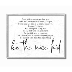 stupell industries be the nice kid black and white inspirational word design framed wall art, 11x14, gray