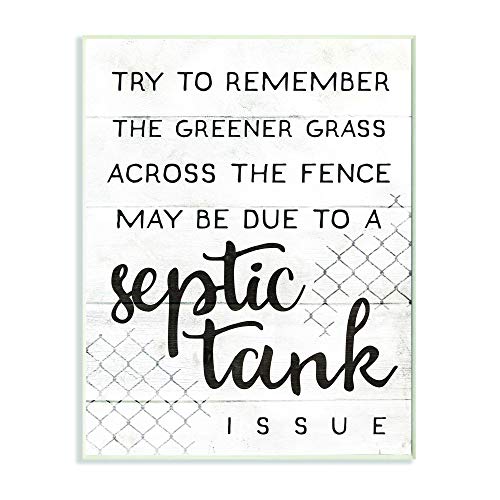 Stupell Industries Greener Grass Septic Issue Funny Family Home Word, Design by Artist Daphne Polselli Wall Art, 10 x 15, Wood Plaque