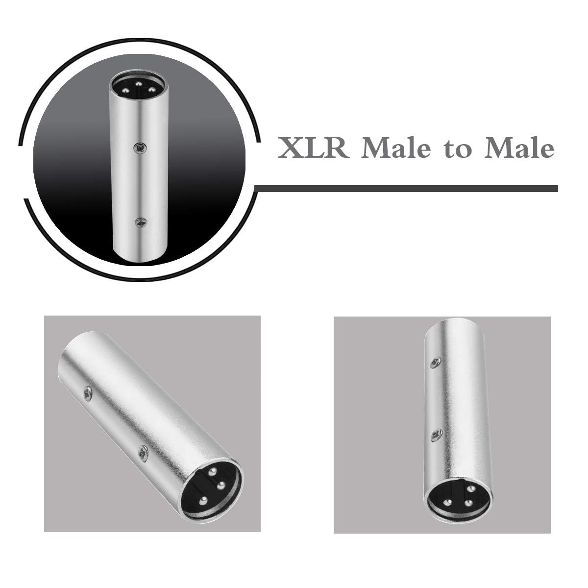 JOMLEY XLR Male to Male, XLR 3 Pin Male to 3 Pin Male Microphone Cable Adapter - 2 Pack