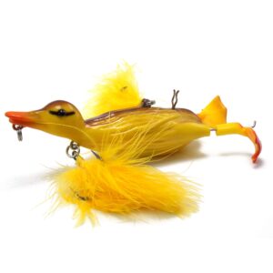 catchsif topwater orange duck hard fishing lures with rotating flippers 1pk_ab