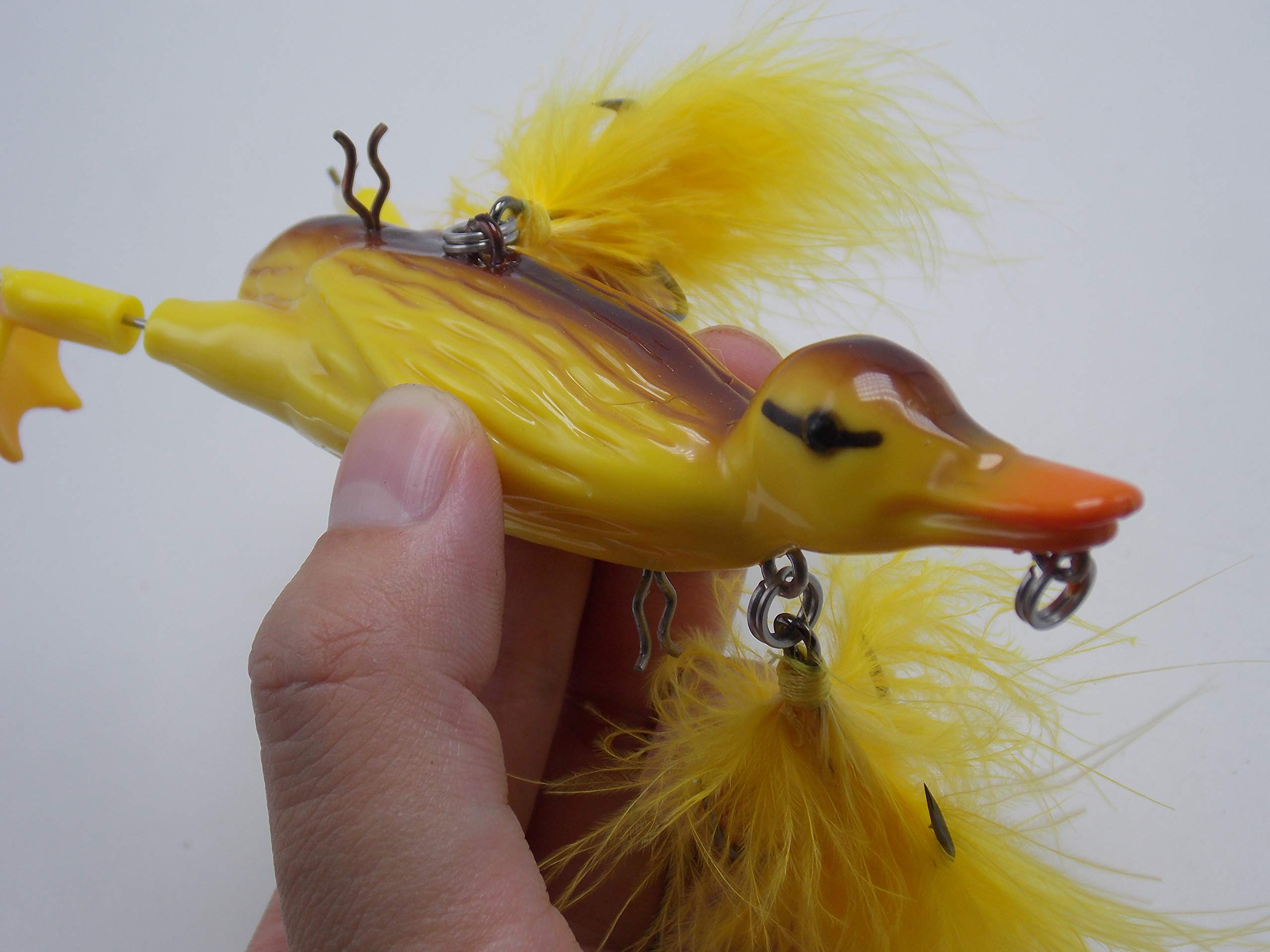 CATCHSIF Topwater Orange Duck Hard Fishing Lures with Rotating Flippers 1PK_AB