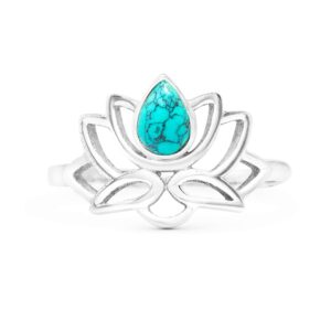 koral jewelry cut pear synthetic turquoise lotus ring 925 sterling silver ethnic vintage tribal gipsy boho look (9)