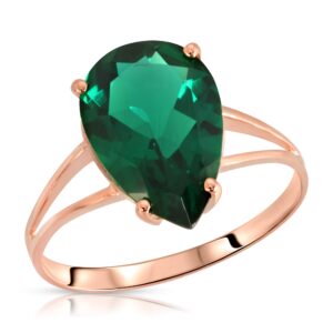 galaxy gold gg 3 carats 14k solid rose gold brilliant pear cut emerald solitaire ring with genuine vibrant emerald anniversary engagement promise for her him unisex (7)