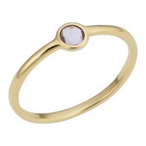 kooljewelry 14k yellow gold genuine amethyst ring minimalist jewelry for women (size 5)