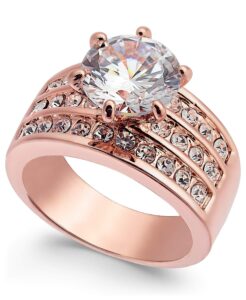 charter club rose gold-tone crystal triple-row ring (5)