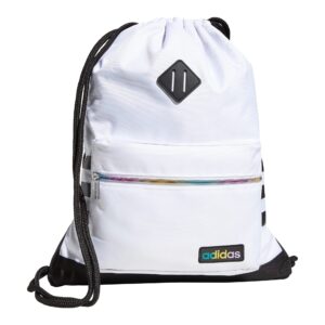 adidas classic 3s sackpack, white/black/rainbow metallic, one size