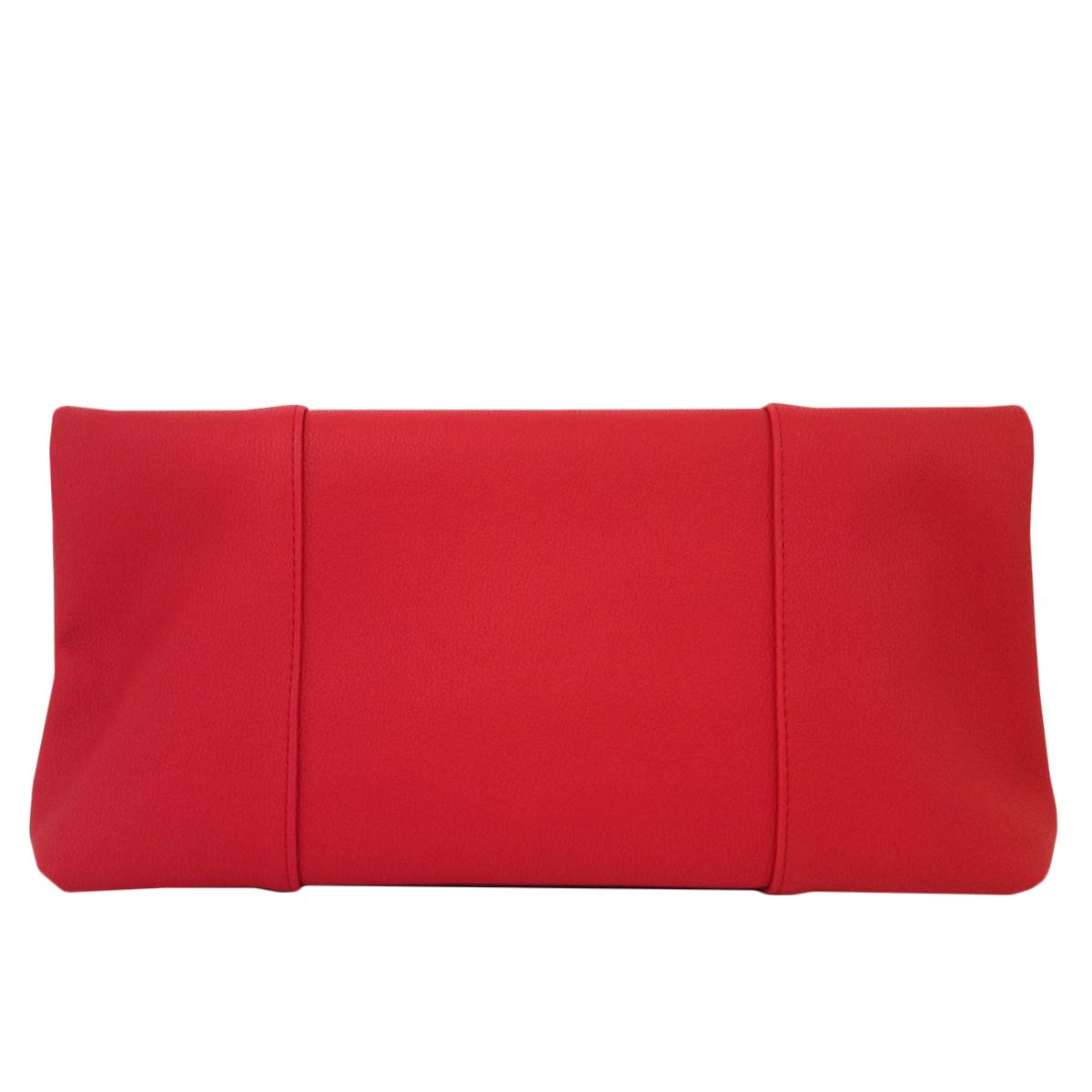 Synthetic Leather Fold Over Clutch (RED)