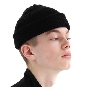 undercontrol winter fisherman beanie free size men women - unisex stylish plain skull hat watch cap (black)