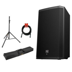 electro-voice zlx-15p-g2 15" 2-way 1000w bluetooth powered loudspeaker (black) with steel speaker stand, stand bag 51"& xlr cable bundle