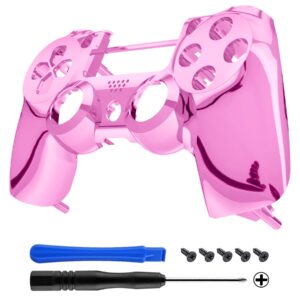 extremerate chrome pink edition custom front housing shell faceplate compatible with ps4 pro slim controller cuh-zct2 jdm-040 jdm-050 jdm-055 - controller not included